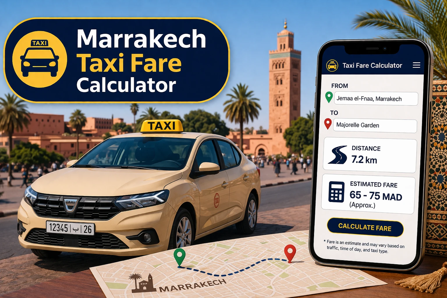 Marrakech Taxi Fare Calculator 2026 - Moroccan Travel Trips